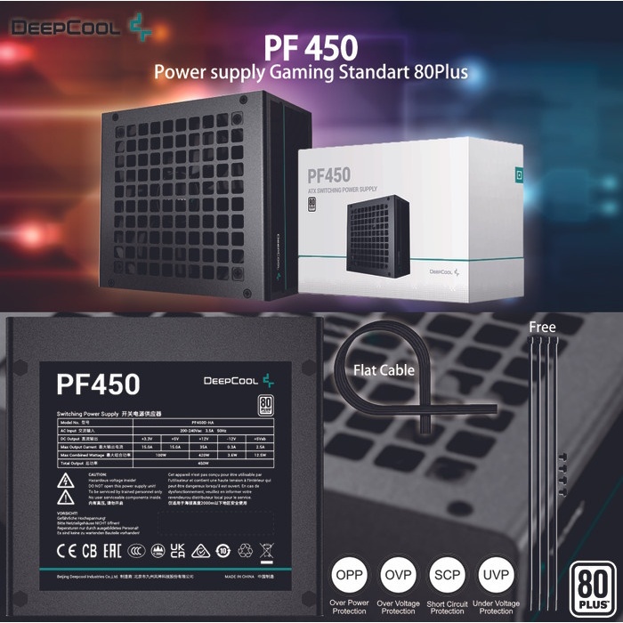 Deepcool Power Supply 450Watt PF450D 450W 80+ White, PSU Power Supply ...