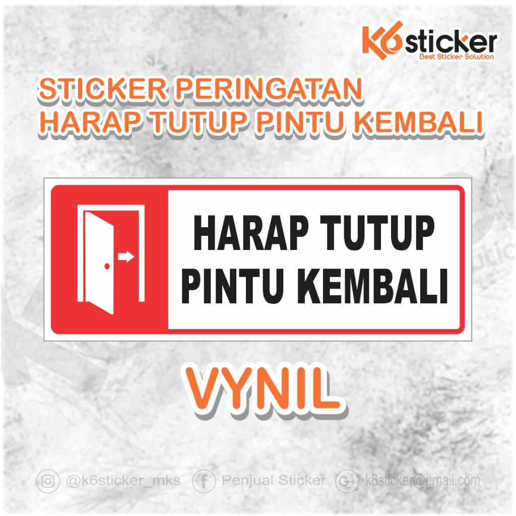 Sign Sticker Please Close The Door Back Sign Sticker 21cm x 8cm ...