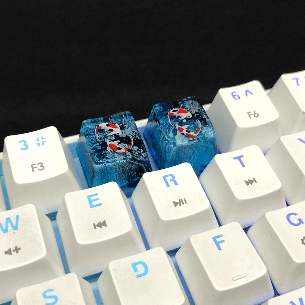 Koi Fish Ocean Blue Artisan Keycaps For Cherry MX Compatible Switch ...