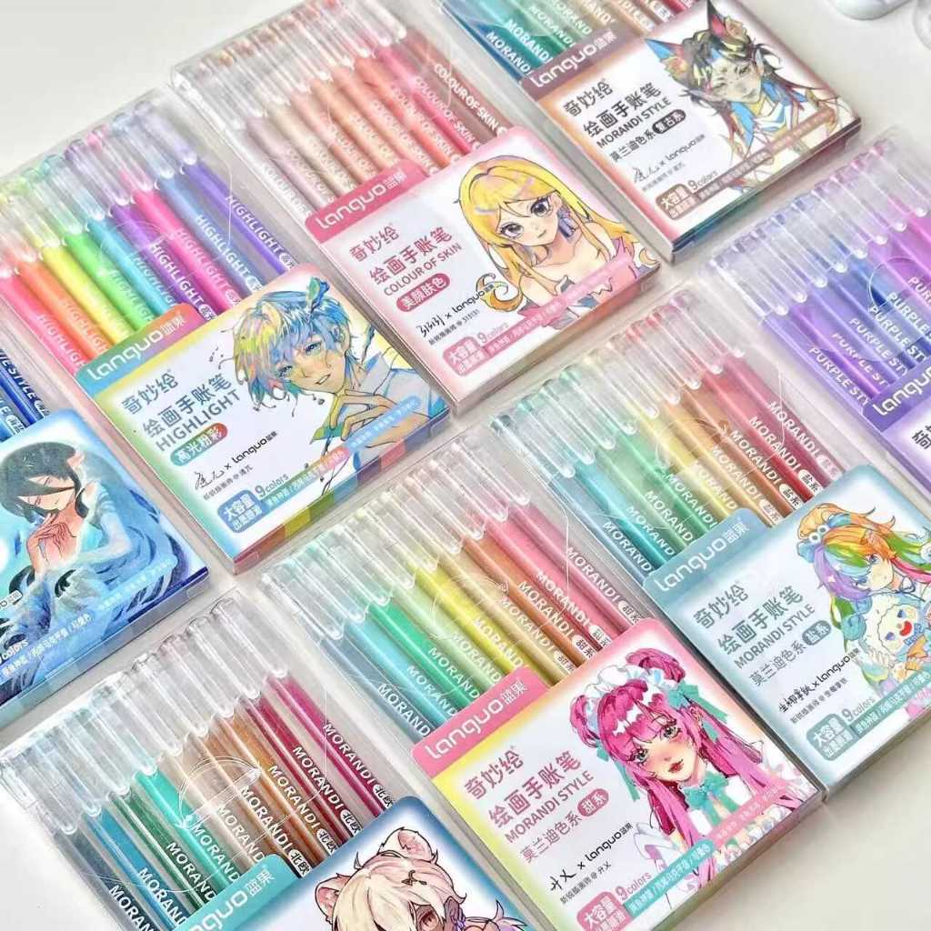 9pcs Gel Pen Set / Gel Pen 0.5mm / Colorful Pens / Aesthetic Morandi ...