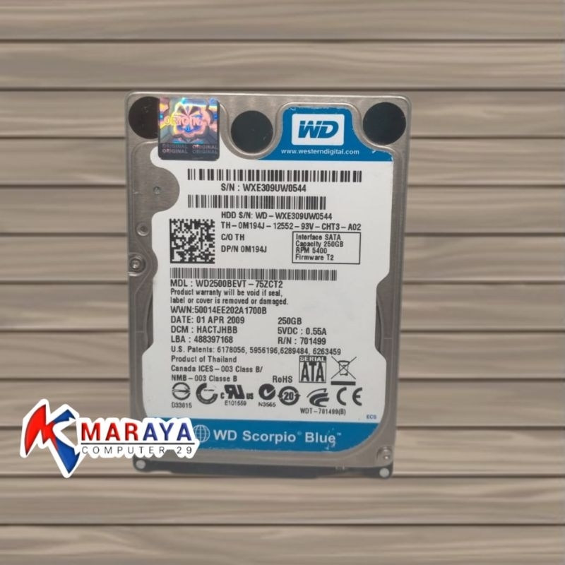Internal HARD DISK HDD SATA 2.5 250GB RANDOOM/CAMPUR,LAPTOP INTERNAL ...