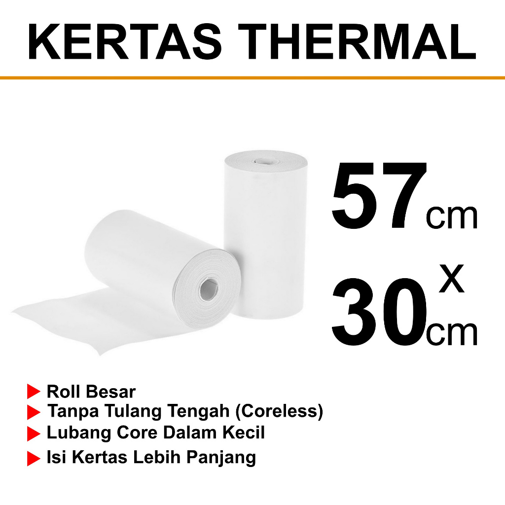 Aigootan - TERMAL PAPER 57x30 CM - BRI BRILink Coreless Thermal EDC ...