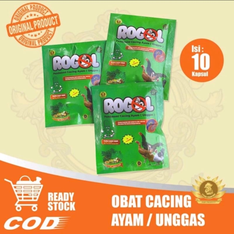 Rogol Chicken Worm Medicine (UNGGAS) Per Sachet Contains 10 Capsules ...