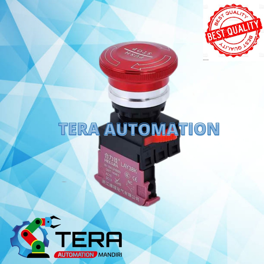 Helijia light emergency stop LAY38K mushroom head switch 10A | Shopee ...