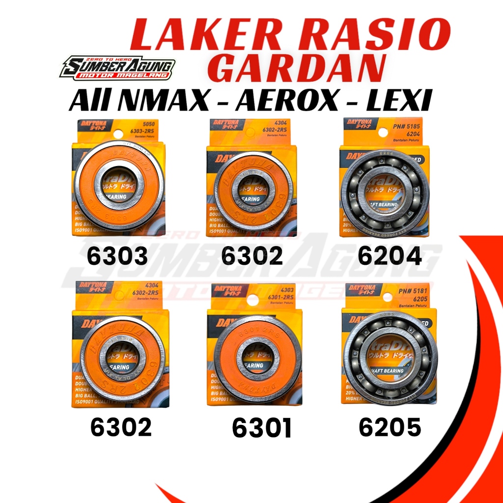 LAKER LAHER BEARING RATIO GARDAN GEARBOX SET OF 6 AEROX 155 NMAX LEXI ...