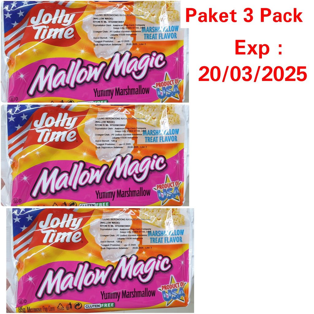 PACKAGE 3 PACK Mallow Magic Jolly Time Microwave Popcorn + Topping ...