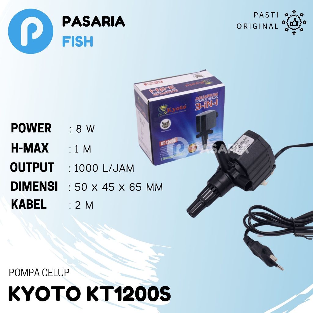 Kyoto KT1200S Powerhead Submersible Pump 3 in 1 1000 liters/hour 8 watts Aquarium Flow Maker ...