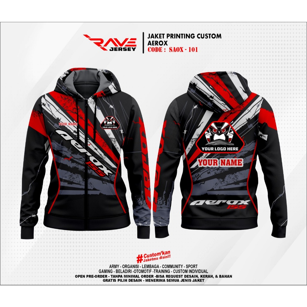 Yamaha AEROX FULL PRINTING SUBLIMATION CUSTOM MOTORCYCLE JACKET (DESIN ...