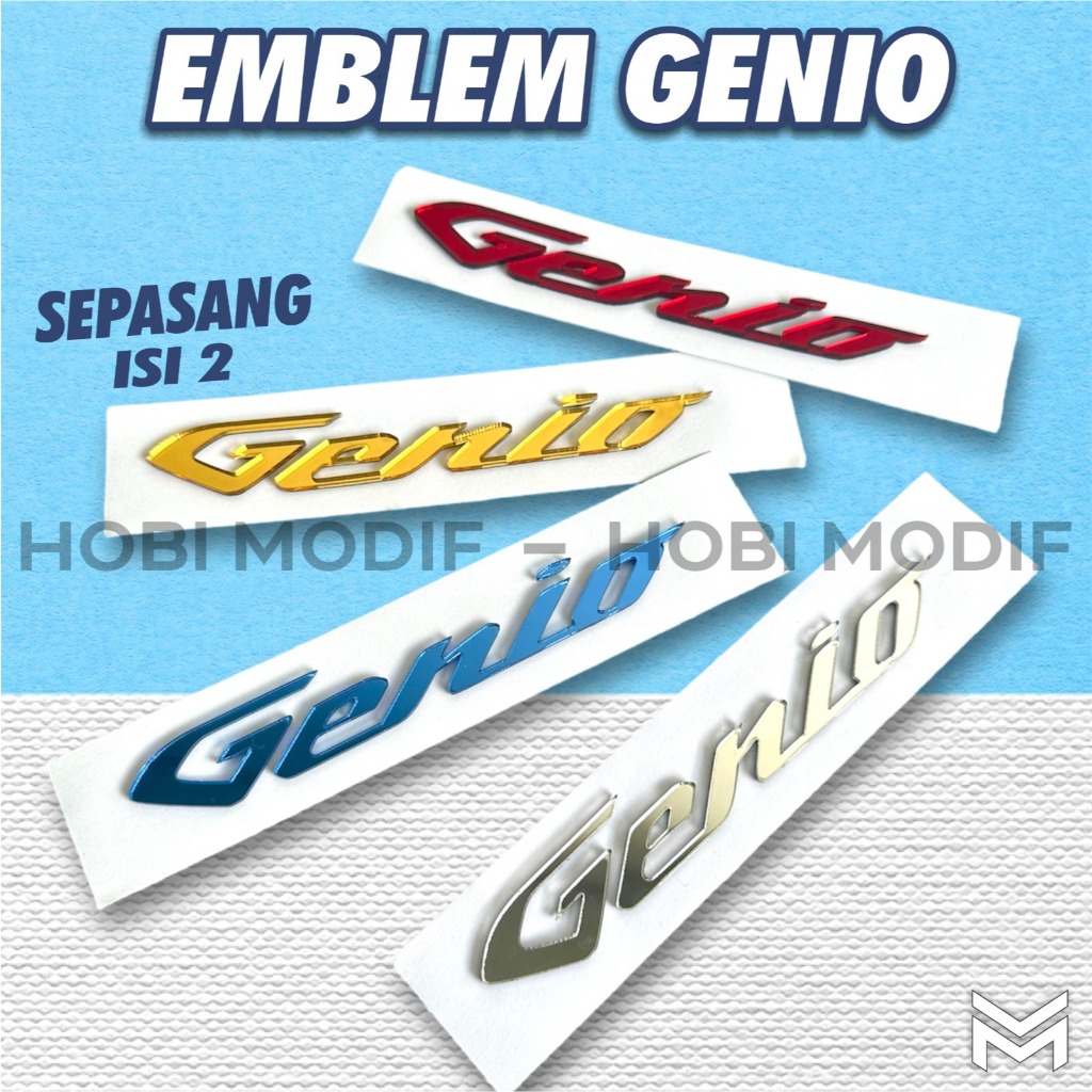MERAH 3d ACRYLIC GENIO EMBLEM SET A PAIR (2 pcs) RIGHT LEFT LOGO ...