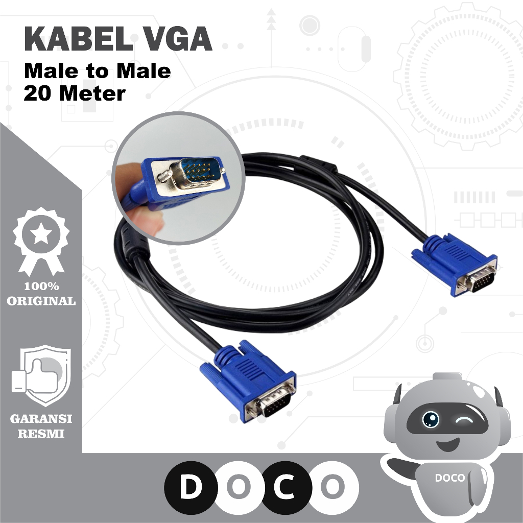 Vga Cable 20 Meters Male To Male Computer Accessories PC Laptop ...