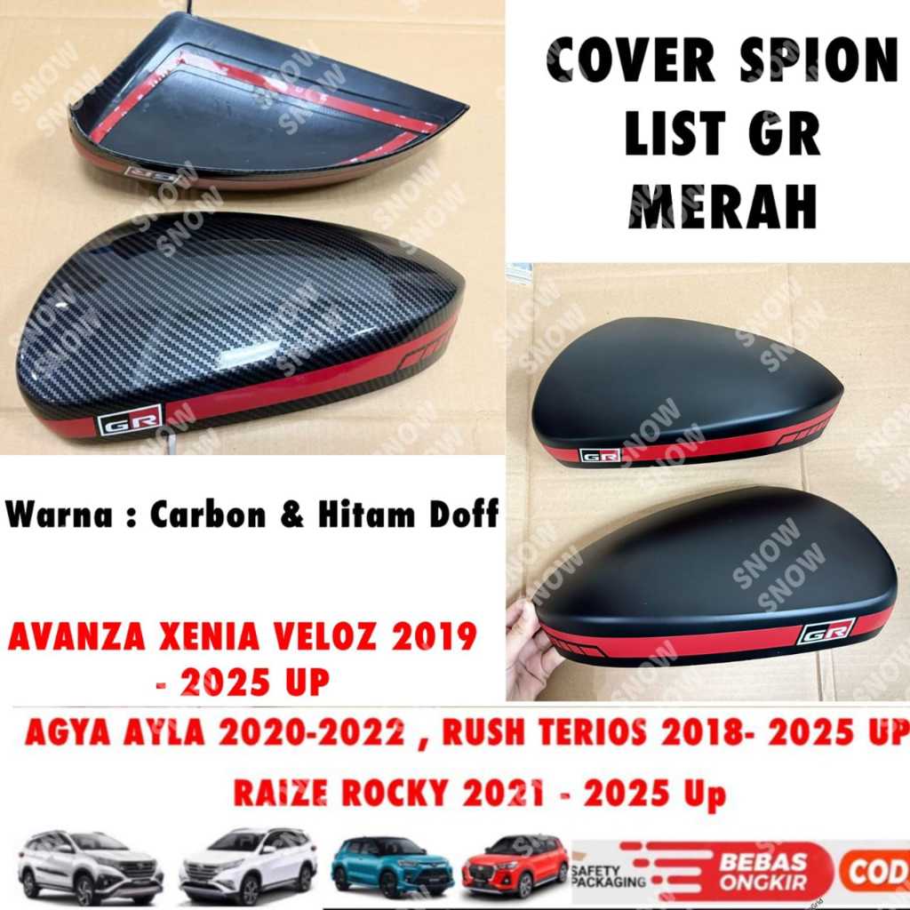 MERAH HITAM Rear View Mirror Cover Rush Terios Agya Ayla Raize Rocky ...