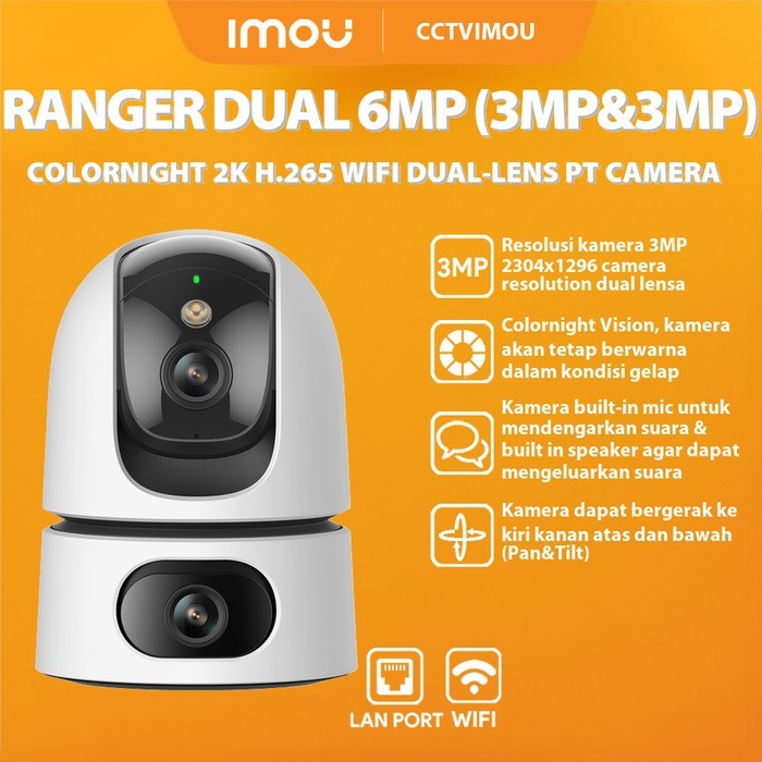 Imou Ranger Dual 6MP ( (3MP&3MP) 2K 2WAY WIFI Dual-Lens P&T CAMERA ...