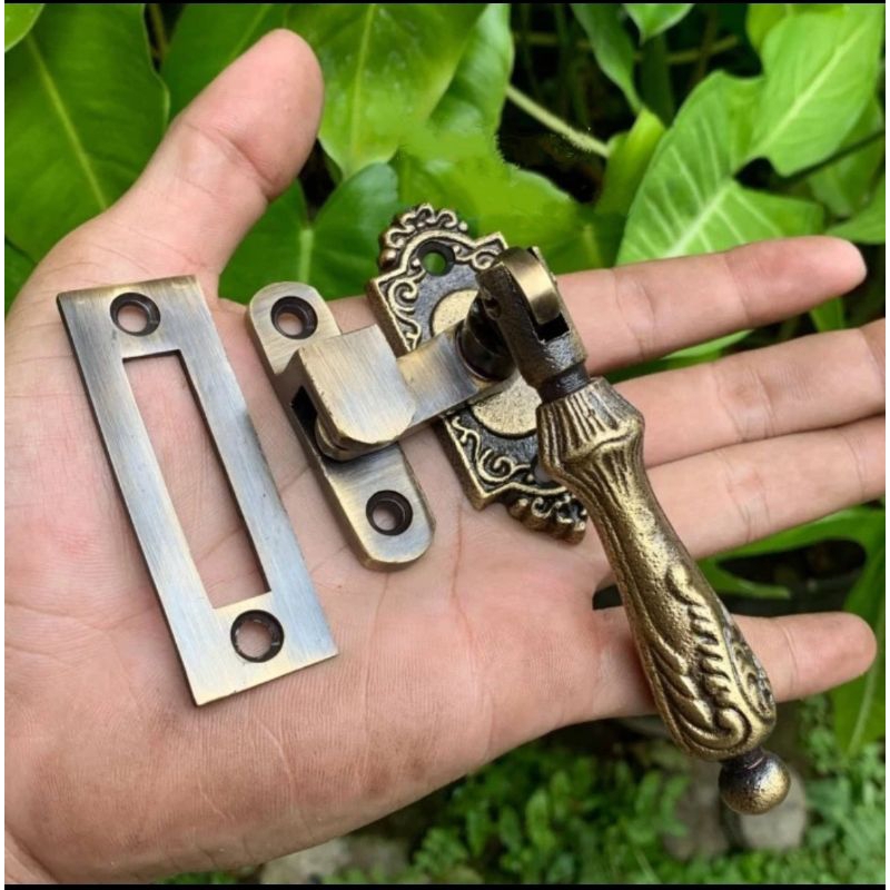 Antique Carved Brass Door & Window Lock Slot Latch | Shopee Philippines