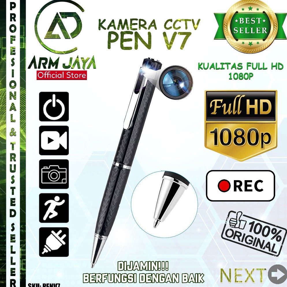 MATA Unique Mini Camera Spy Pen Camera Pen Cam V7 HD 18P Hidden SpyCam ...