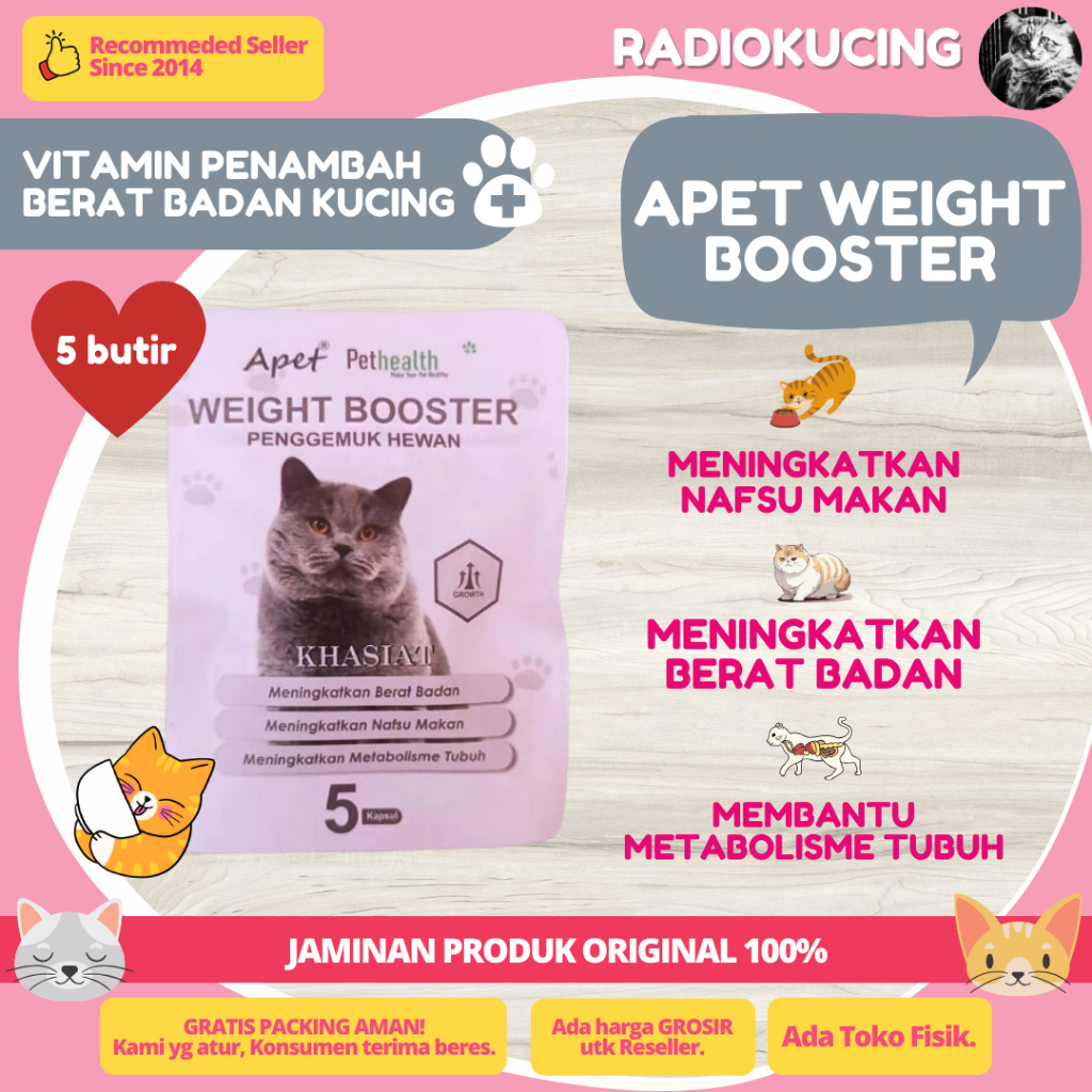 Apet Weight Booster Sachet Contains 5 Cat Weight Gain Vitamin Capsules ...