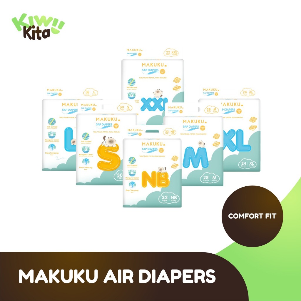 [1Pack]MAKUKU Sap Diapers Comfort Fit Jumbo M42/L40/XL38 Thin Baby ...