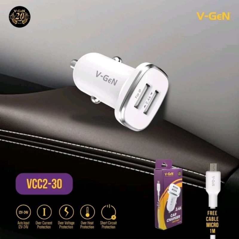 ORIGINAL CAR CHARGER V-GEN VCC2-30 USB 2port 2.4A Free Micro Saver ...