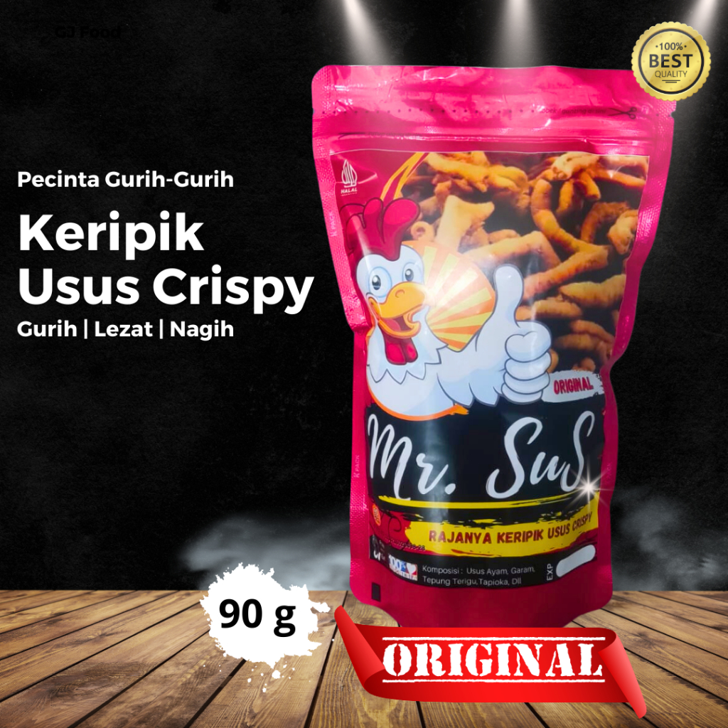 Original And Spicy Crispy Chicken Intestine Chips With Orange Leaves By ...