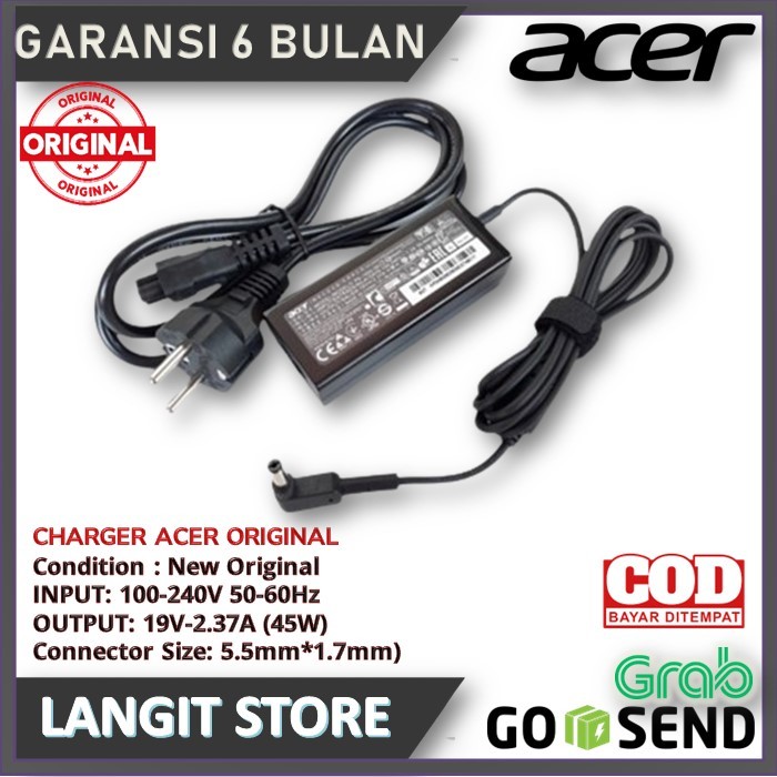 Acer Aspire 3 A315-41 19V-2.37A 45W 5.5 x 1.7mm Original Charger Adapter | Shopee Philippines