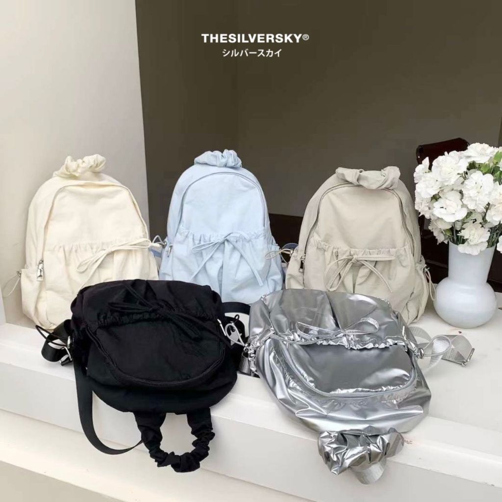 Thesilversky Kumo Scrunchy Backpack | Korean Women's Aesthetic Bag ...