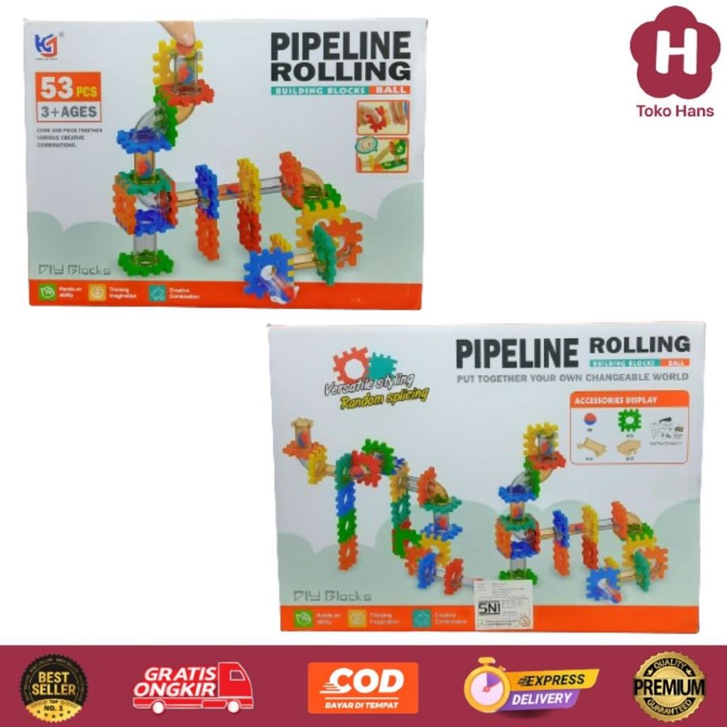 Children's TOY PLAYSET PIPELINE ROLLING BALL PIPE SLIDE BALL BUILDING ...