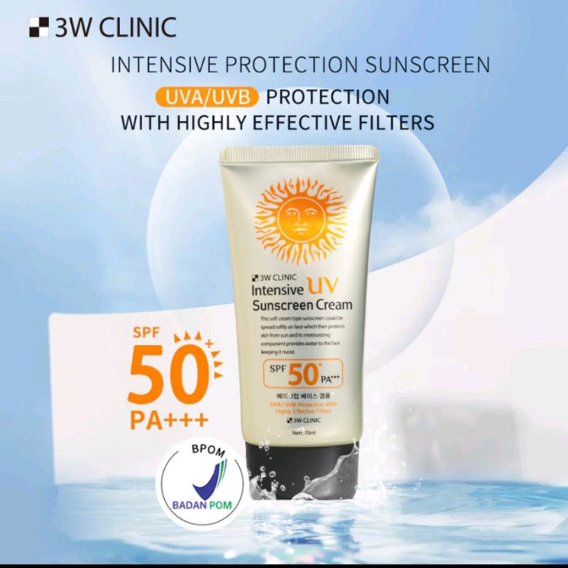3w Clinic - Intensive UV Sun Block Cream SPF 50+ PA+++70ml | Shopee ...
