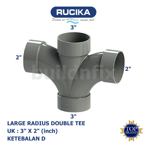 Rucika LARGE RADIUS DOUBLE TEE / DOUBLE TY PVC 3" X 2" D (THIN ...