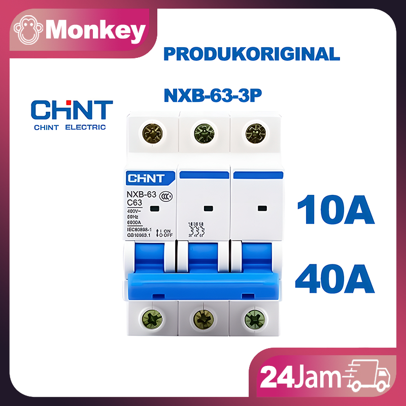 Mcb CHINT MCB 3 Pas 3 phase 3P 6KA 10A 40A NXB-63 ampere AC220V-480V 3 phase Contactor | Shopee ...