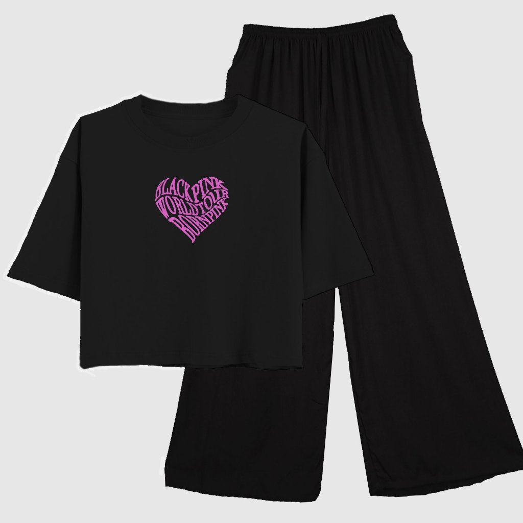 One Set Crop Love Blackpink Crop Top Set Combination Of Korean Style 1960