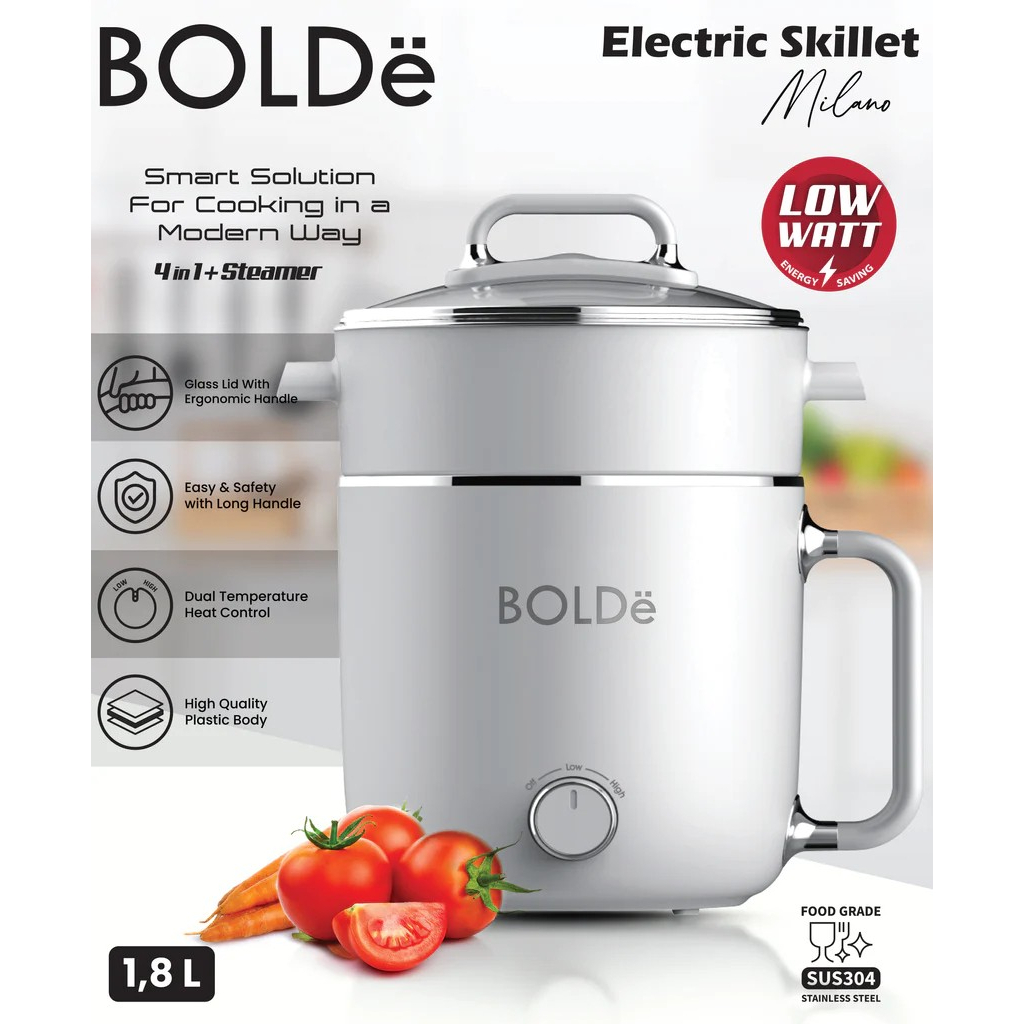 Bolde Electric Skillet Milano Multipurpose Steamer Cooking Pot 1.8l ...