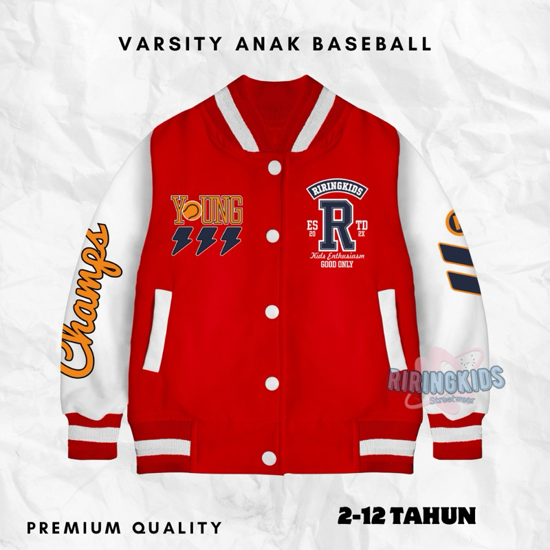 Riringkids Varsity Baseball Jackets For Children Aged 2-12 Years Boys ...