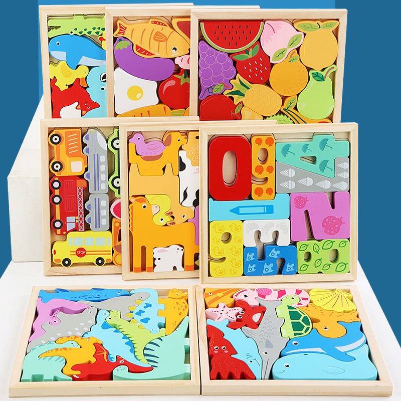 BEST Montessori Wooden Puzzles for Children 2-3 Years Old, Animal Shape ...