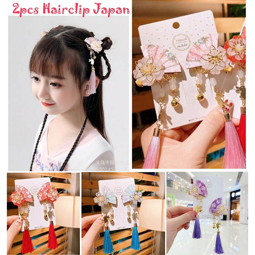 2pcs HAIRCLIP JAPAN - Girls' hair clips with Japanese yukata motif and ...