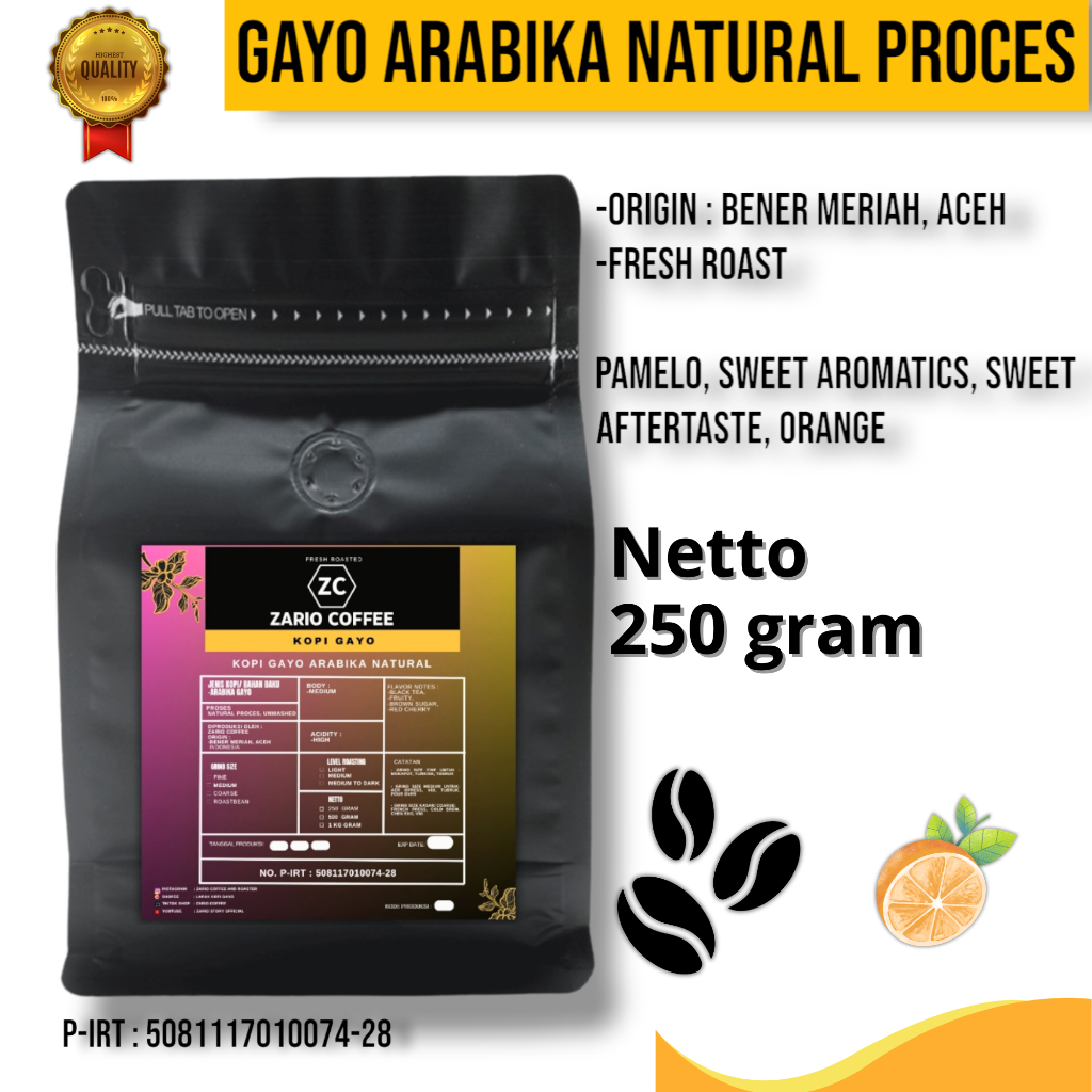 Aceh Arabica Gayo Coffee Natural Process 250 Grams | Arabica Powder ...