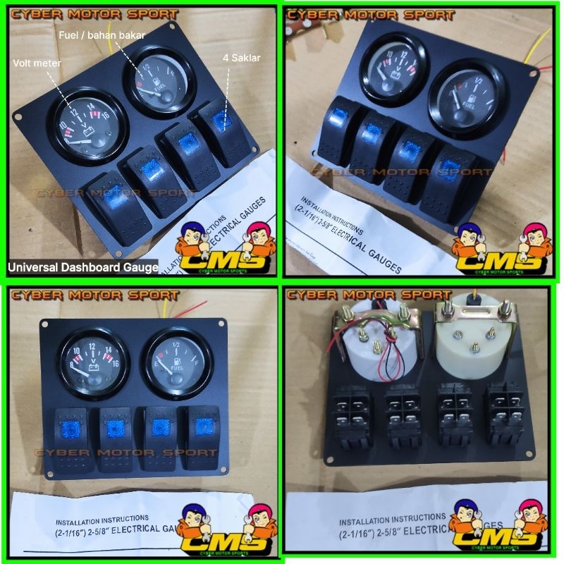 Gauge switch Volt meter ampere temperature fuel universal switch LED ...