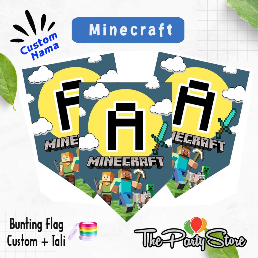 Minecraft Character Bunting Flag Happy Birthday Banner/Custom Letters ...