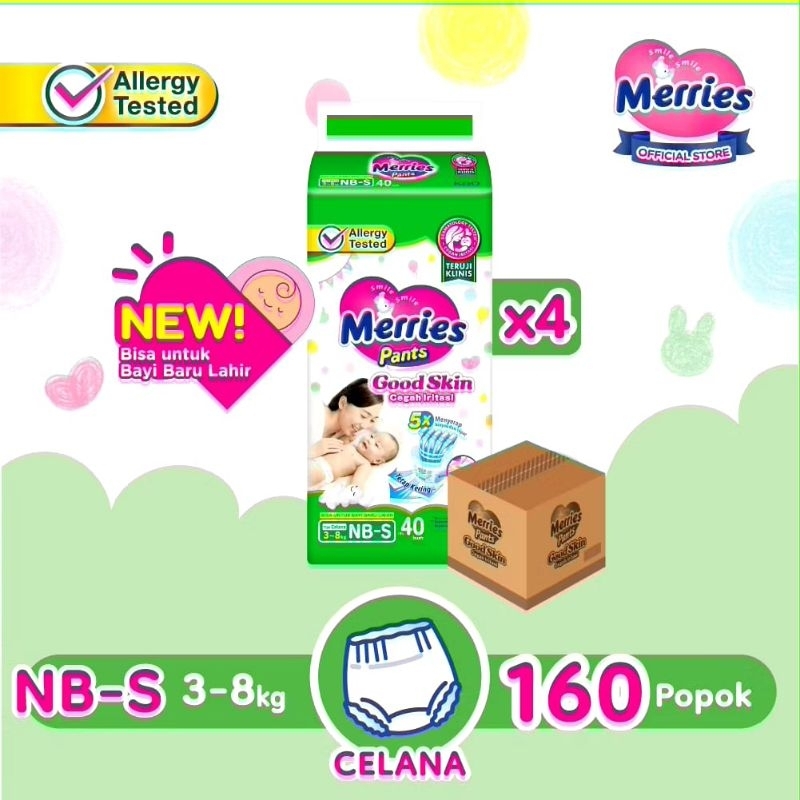 Merries good skin pantes Baby Diaper NB - S (3-8 KG) | Shopee Philippines