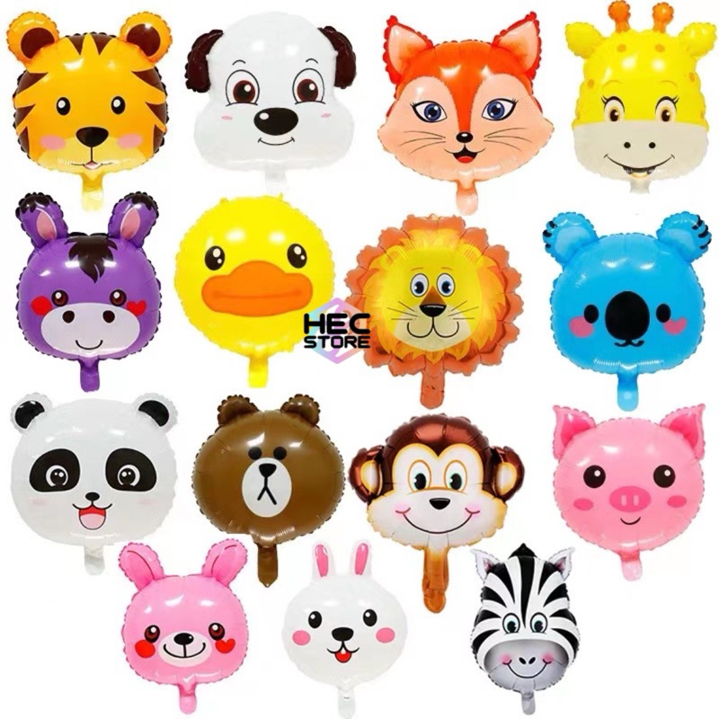 Animal Character Round FOIL Balloons | 18inch ANIMAL Head FOIL Balloons ...