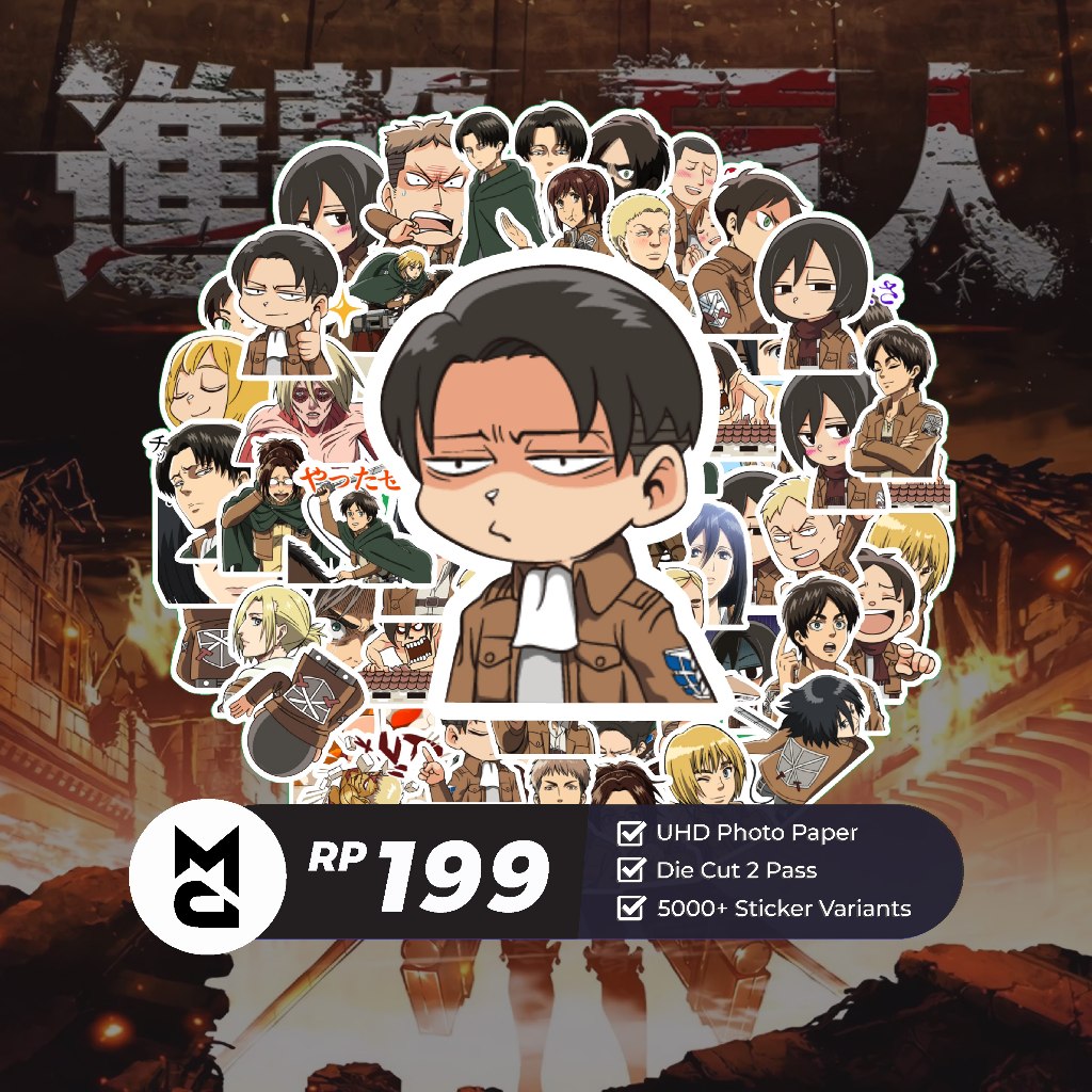 Sticker Anime Attack on Titan Animated | Cute Aesthetic Sticker ...