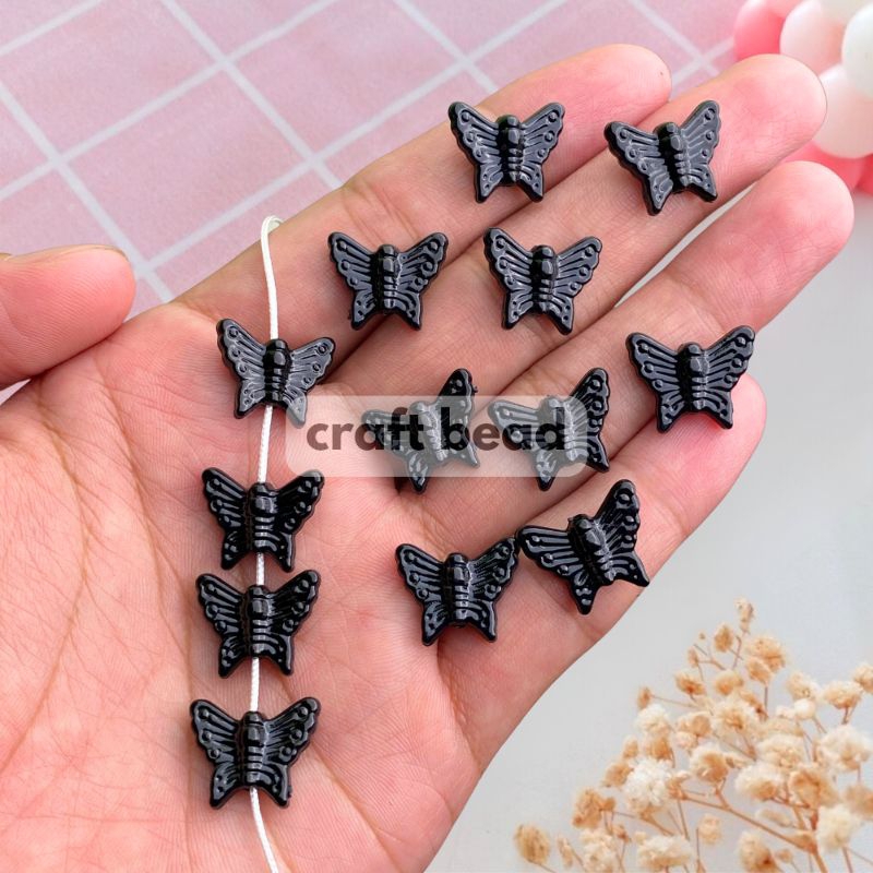 HITAM Butterfly Beads - Small Black Butterfly Beads DIY Craft Materials ...