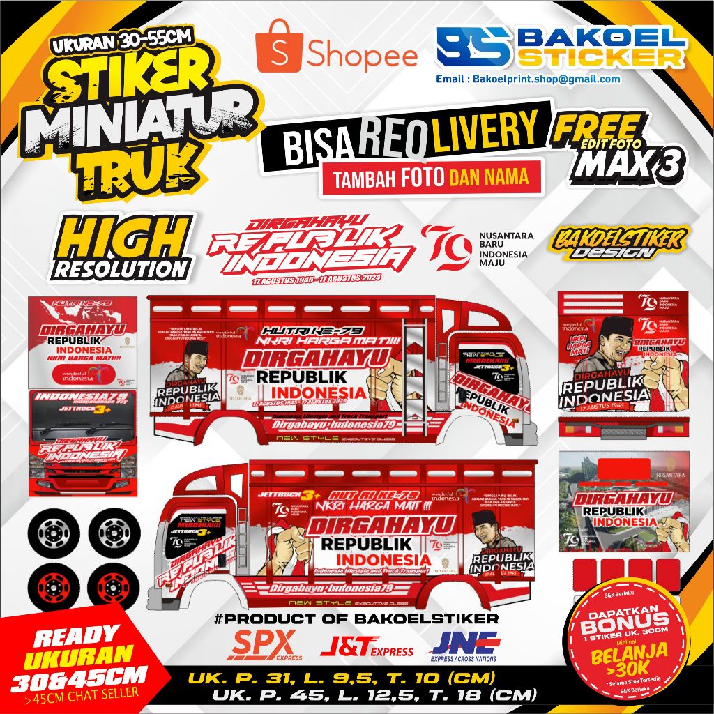 Miniature TRUCK STICKERS SPECIAL HUT RI UK. 30-55cm | Shopee Philippines