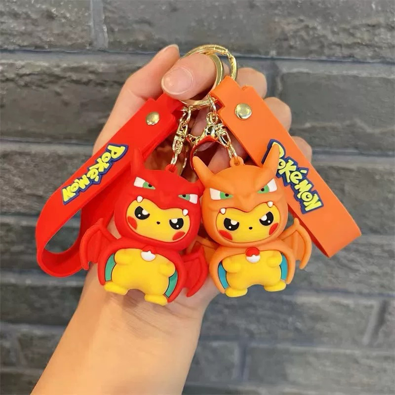 GANTUNGAN Anime Keychain: Pokemon Pikachu Charizard Cute Keychain Bag ...