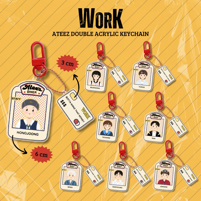 [READY] ATEEZ ACRYLIC KEYCHAIN WORK EDITION | Shopee Philippines