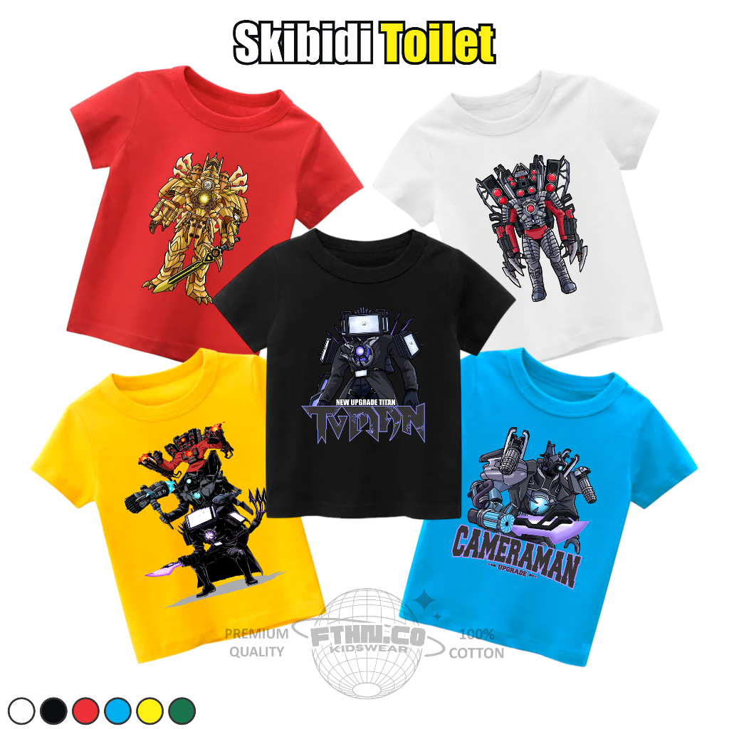 Skibidi Children's T-Shirt Toilet Tv Man Speaker Man Clockman Camera ...