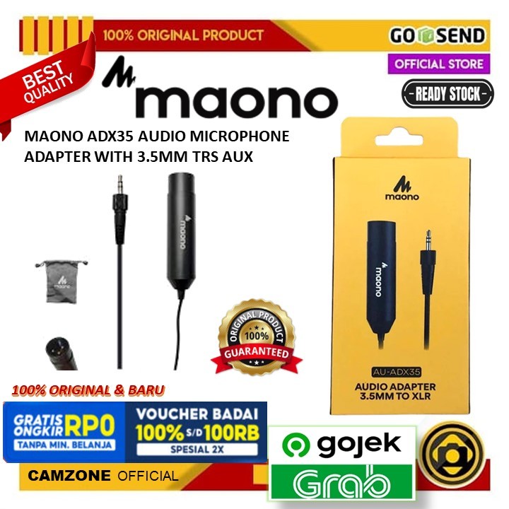 Maono ADX35 Audio Microphone Adapter with 3.5mm TRS AUX Plug and 3 Pin ...