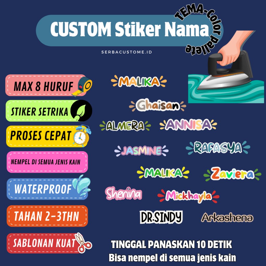 Iron Name Label Sticker/pallete color/Sticker For All Types Of Fabric ...