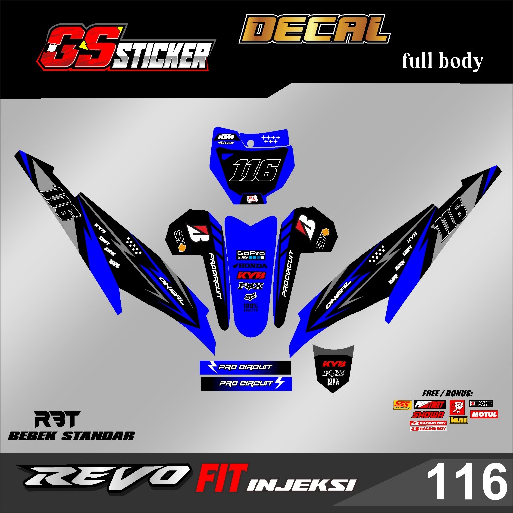 Decal STICKER FULL BODY MOTOR RBT REVO FIT FI RBT Duck MODIF SUPERMOTO ...
