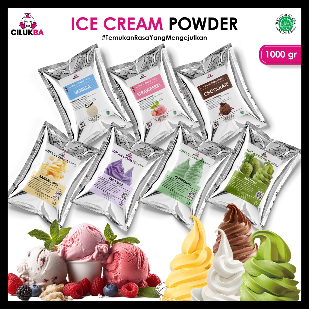 [SERIES] Ice Cream Powder Chocolate, Vanilla, Strawberry, Matcha Soft ...