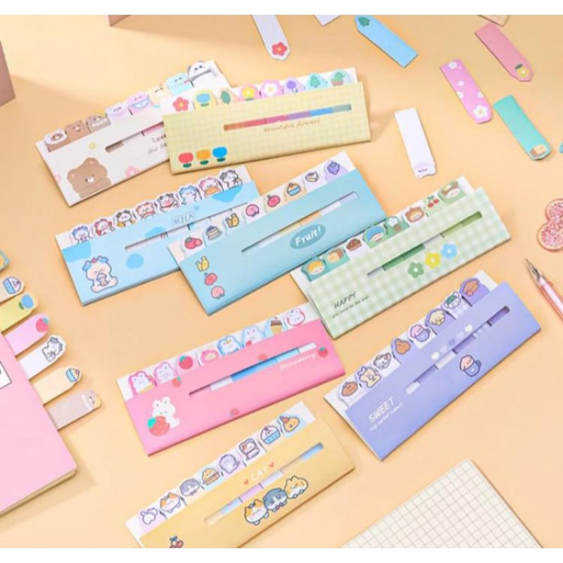 Sticky 8-in-1Notes Contains 120 Sheets of Cute Cartoon Bookmarks ...