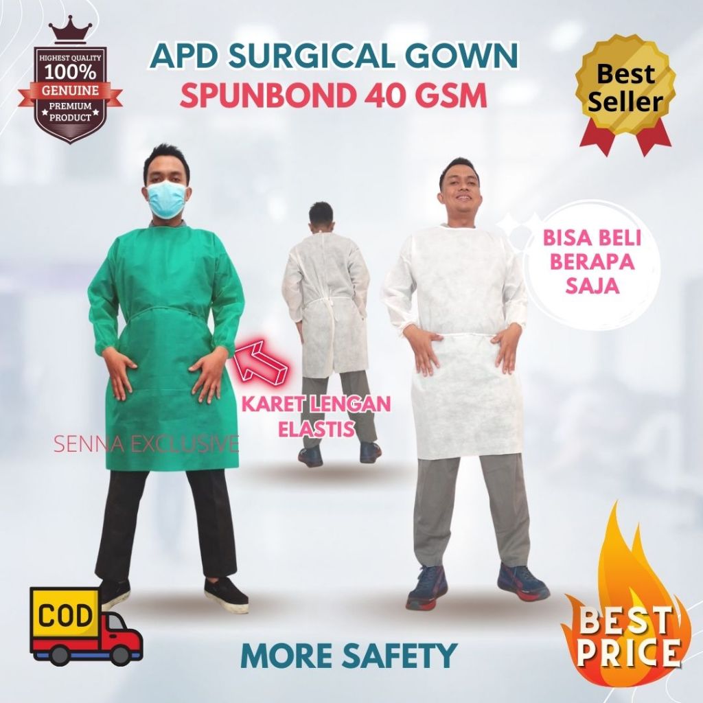 APD Gown Medical Surgical Disposable 40GSM Disposable Gown Apron ...